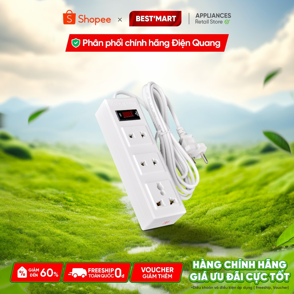 [CHÍNH HÃNG] Ổ Cắm Cao Cấp Đa Năng 3 Lỗ 1 Công Tắc ĐQ ESK 002A-02, Dây ...