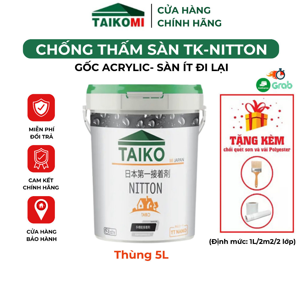 Keo sơn chống thấm sàn TAIKO NITTON gốc Acrylic dùng cho sàn mái sân ...