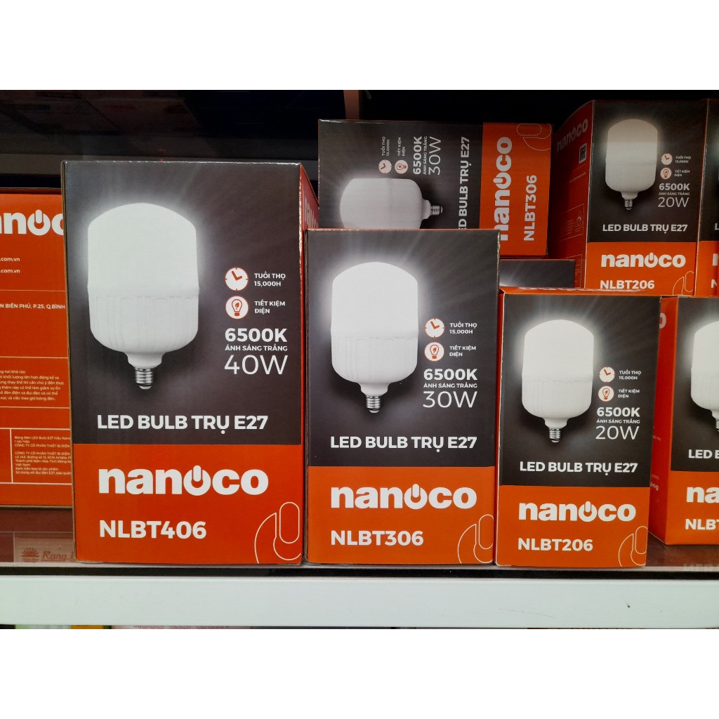 Bóng bulb trụ Titan LED E27 Nanoco 20W/ 30W/ 40W/ 50W - ánh sáng trắng ...