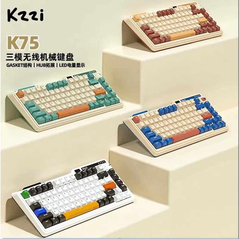 Bàn phím cơ không dây KZZI K75 (3 Modes – Red Switch – Led RGB ...