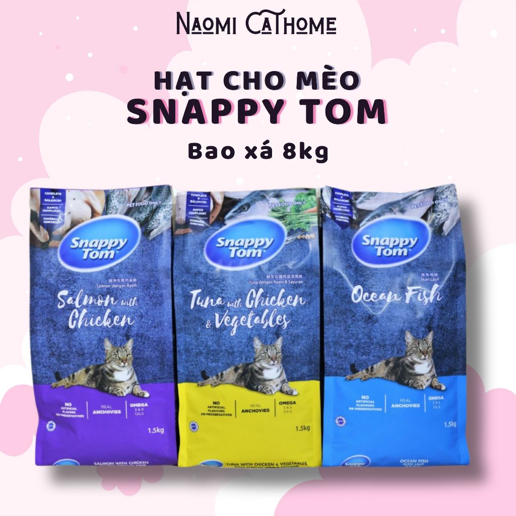Thức Ăn Hạt Mèo Snappy Tom 8Kg Topping Cá Cơm Khô | Shopee Việt Nam