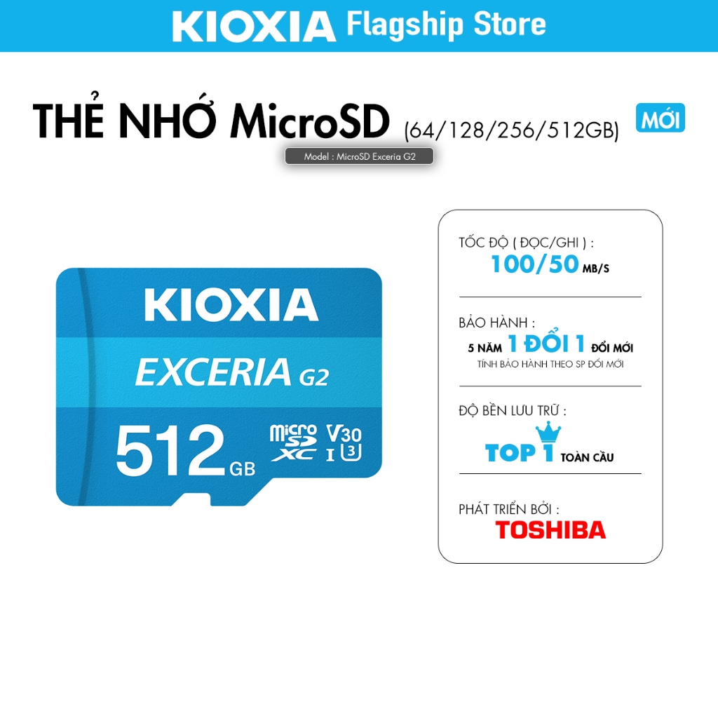 Thẻ nhớ KIOXIA MicroSD FullHD / 4K SDHC / SDXC V30 U1 / U3 CL10 [ MicroSD Exceria / MicroSD ...