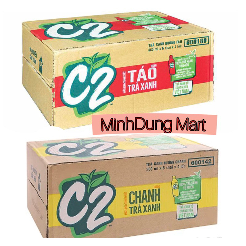 Thùng 24 chai C2 trà chanh và táo 355ml | Shopee Việt Nam