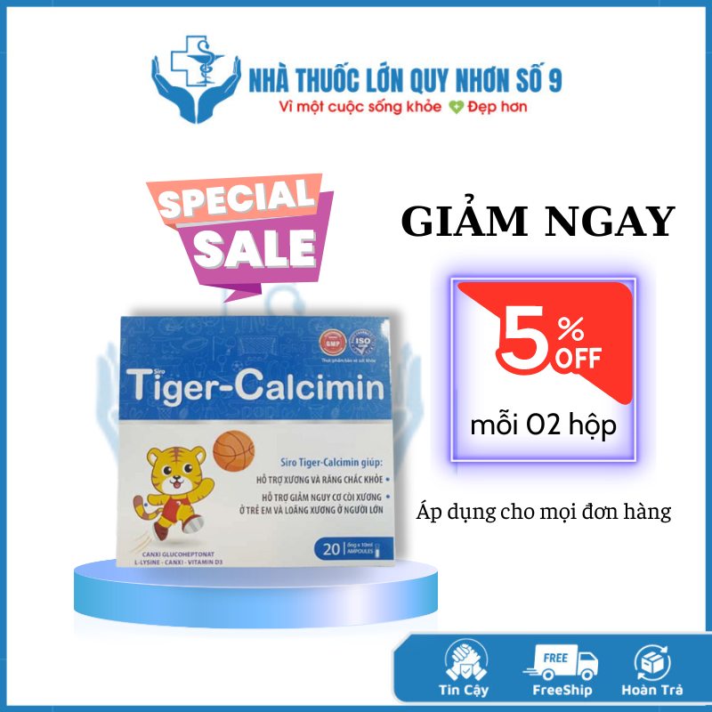 Siro Tiger Calcimin Hộp 20 ống Bổ sung canxi, hỗ trợ xương và răng chắc ...