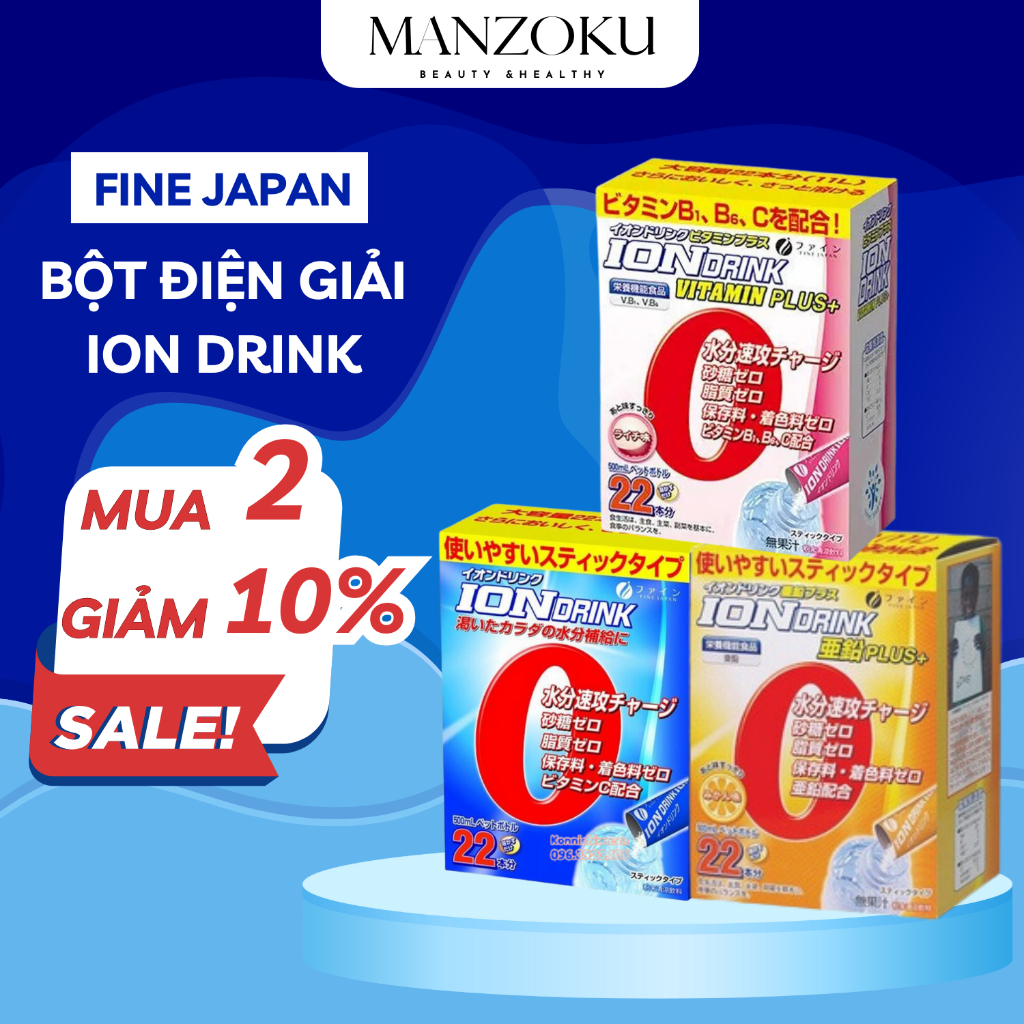 Bột điện giải ION DRINK FINE JAPAN bổ sung đường muối cho cơ thể bù ...