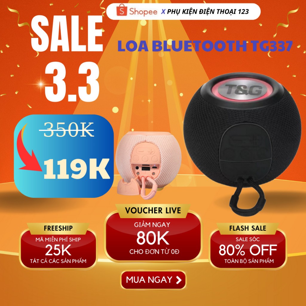 Loa nghe nhạc bluetooth mini chính hãng TG-337 tích hợp thẻ nhớ USB dùng cho vi tính máy tính ...