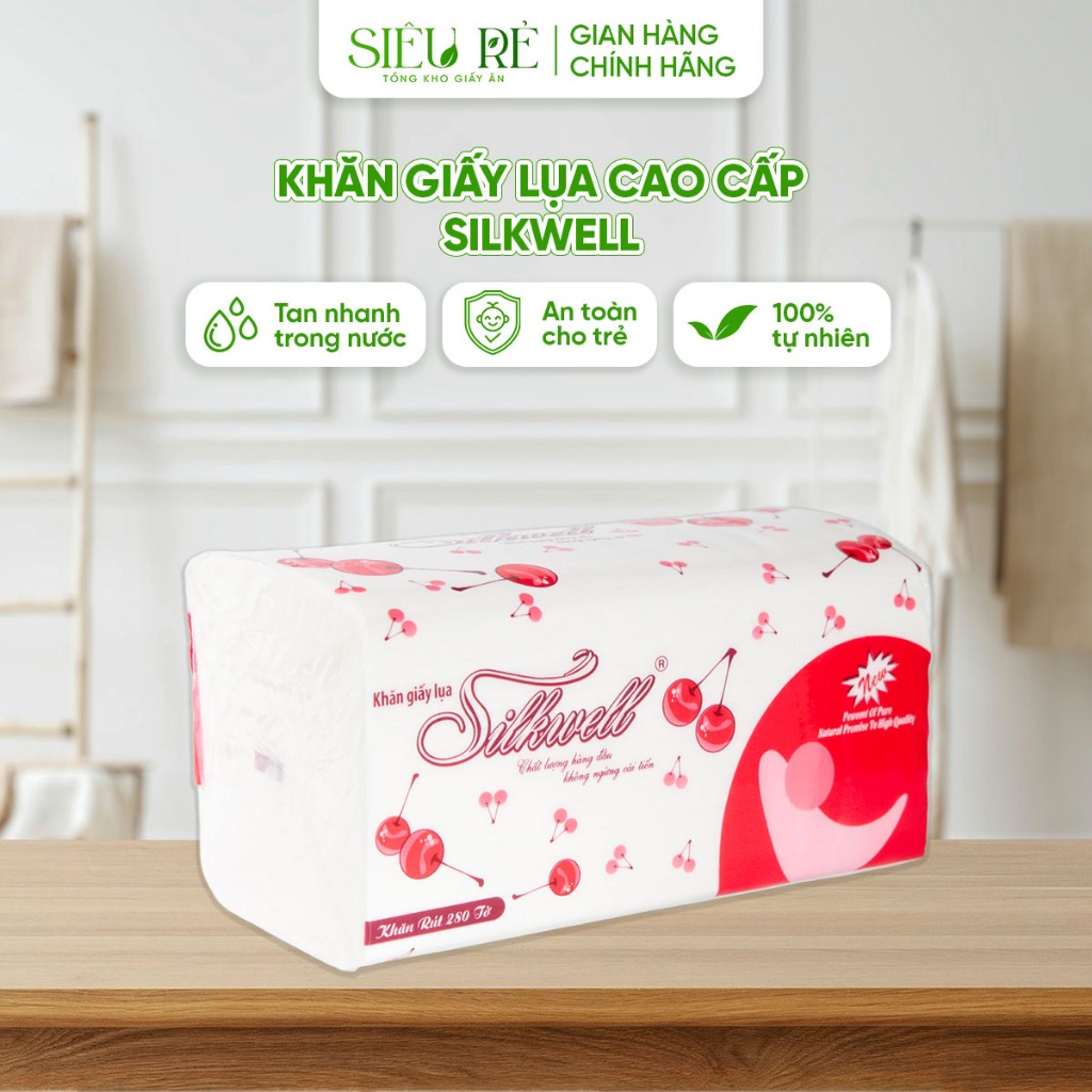 Giấy ăn giấy rút Silkwell giấy lụa cao cấp khổ lớn 280 tờ hàng chính ...