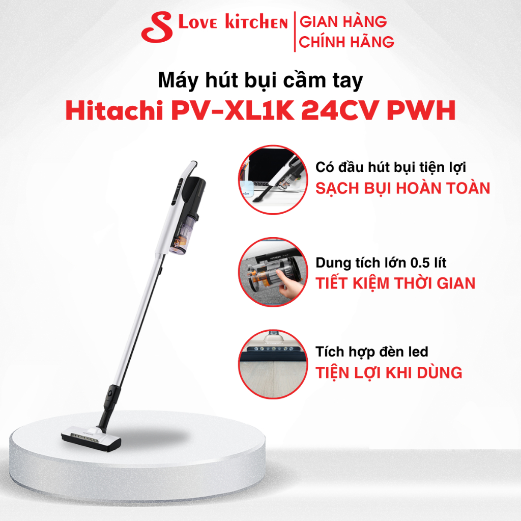 Máy hút bụi cầm tay Hitachi PV-XL1K 24CV PWH, Hàng chính hãng | Shopee Việt Nam