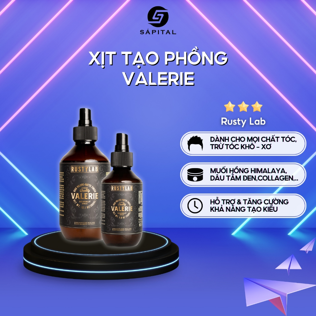 Xịt tạo phồng Rusty Lab Valerie 150/300ML | Pre-styling dưỡng tóc - Hạn chế dầu thừa - Cân bằng ...
