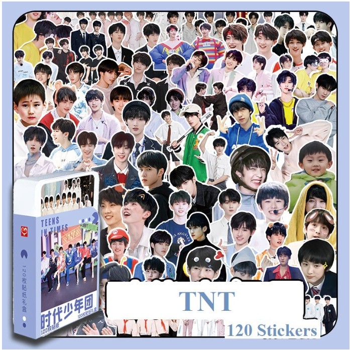 (Mâu mới) Hộp sticker TNT và các thành viên Hộp nhựa 120 miếng hình dán ...