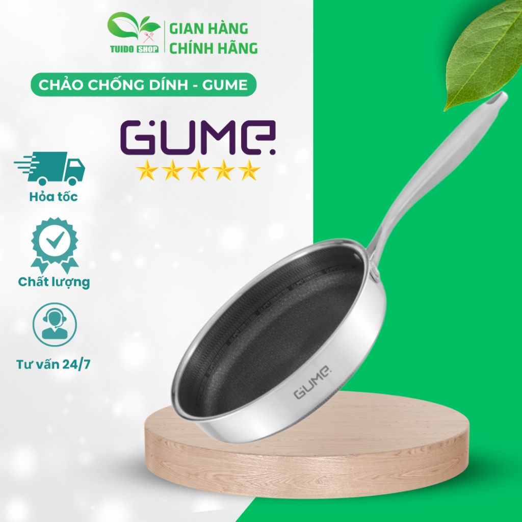 Chảo Chống Dính iNox GUME Quai Cách Nhiệt, Chống Dính Vật Lý, Kính ...