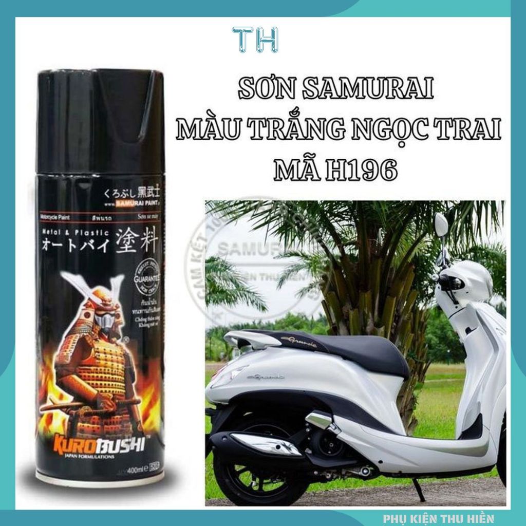 Sơn Xịt Samurai màu trắng ngọc trai H196 ** chuyên dùng cho xe máy ...