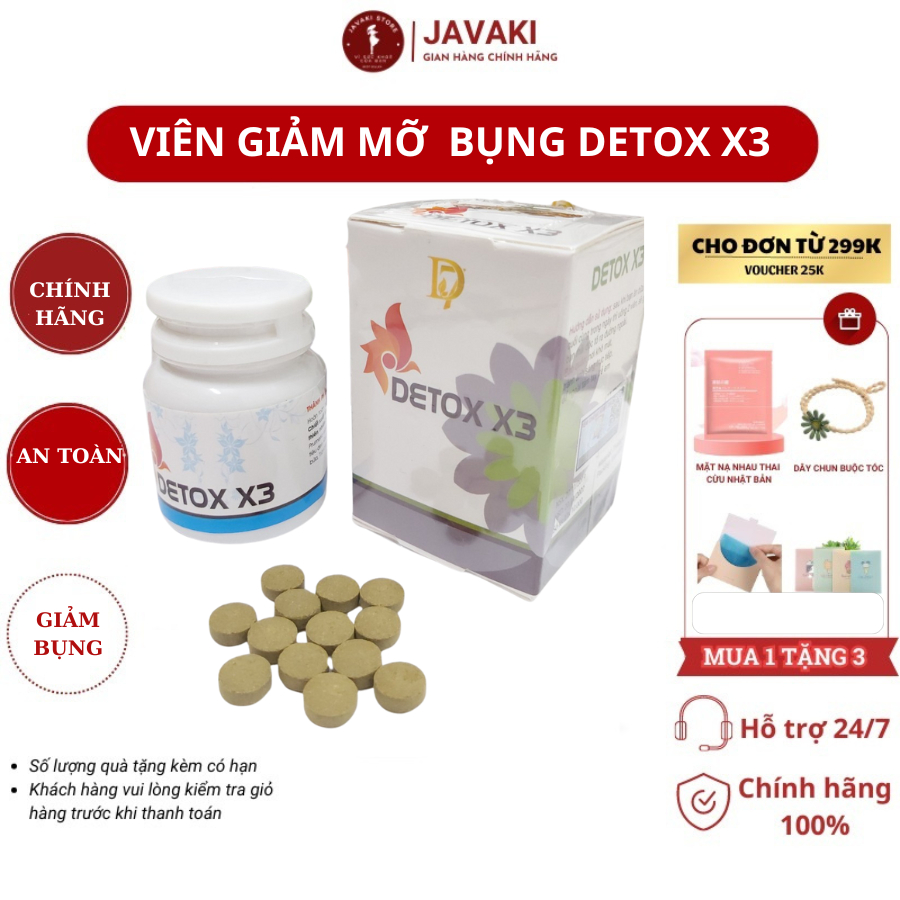 Viên Giảm Mỡ Bụng Detox X3 Chiết Xuất Từ Thảo Dược Chính Hãng | Shopee Việt Nam