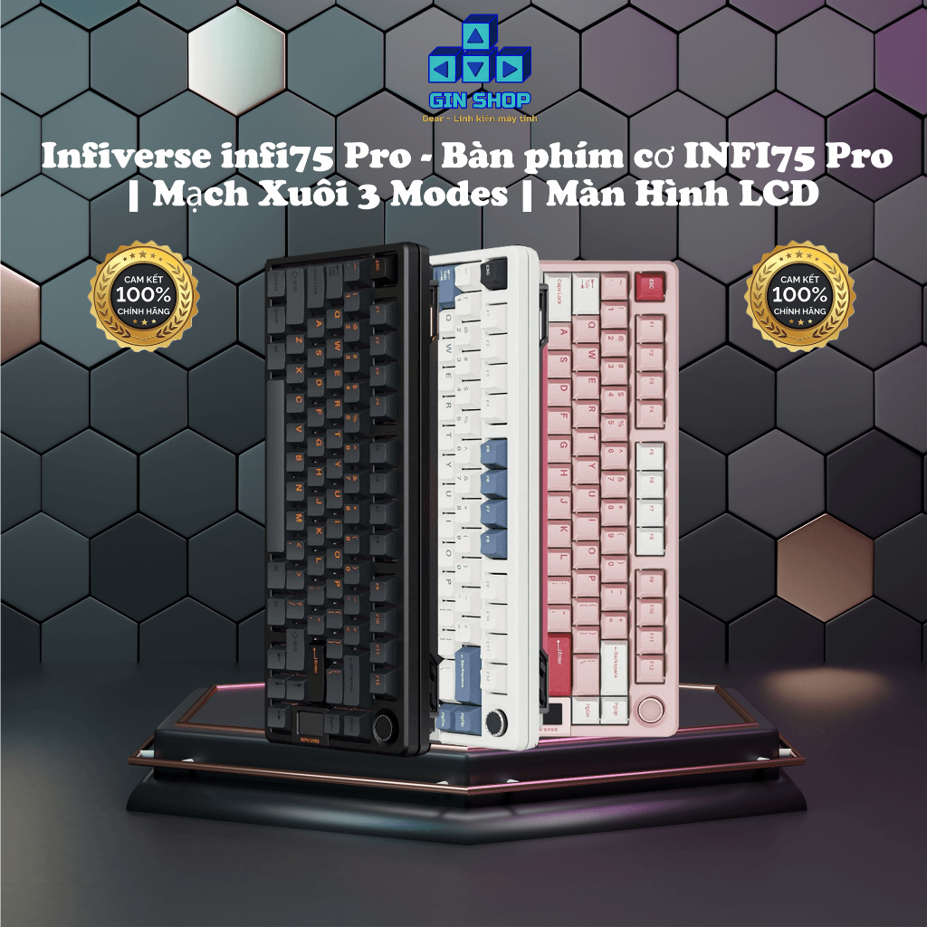 Bàn phím cơ Infi75 Pro | Mạch Xuôi 3 Modes | Màn Hình LCD | Shopee Việt Nam