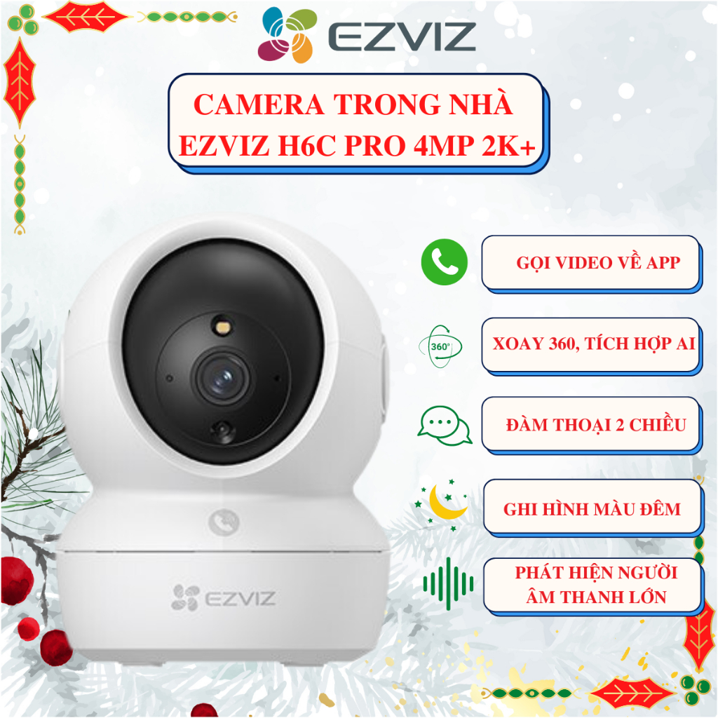 Camera WIFI trong nhà xoay 360, đàm thoại 2 chiều Ezviz H6C Pro, C6C 4K ...