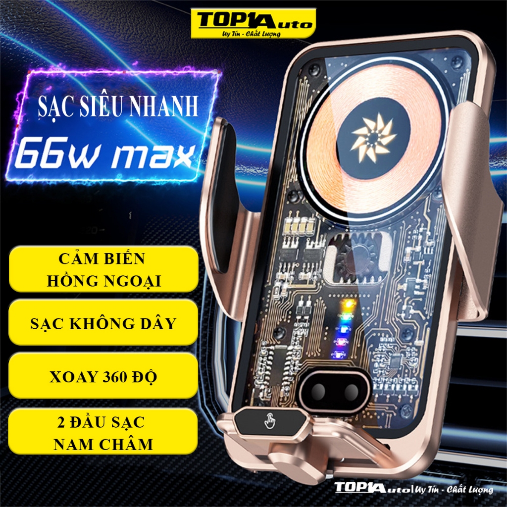 Giá đỡ điện thoại ô tô kèm sạc không dây M7 thiết kế trong suốt lộ mạch gắn cửa gió điều hòa ...