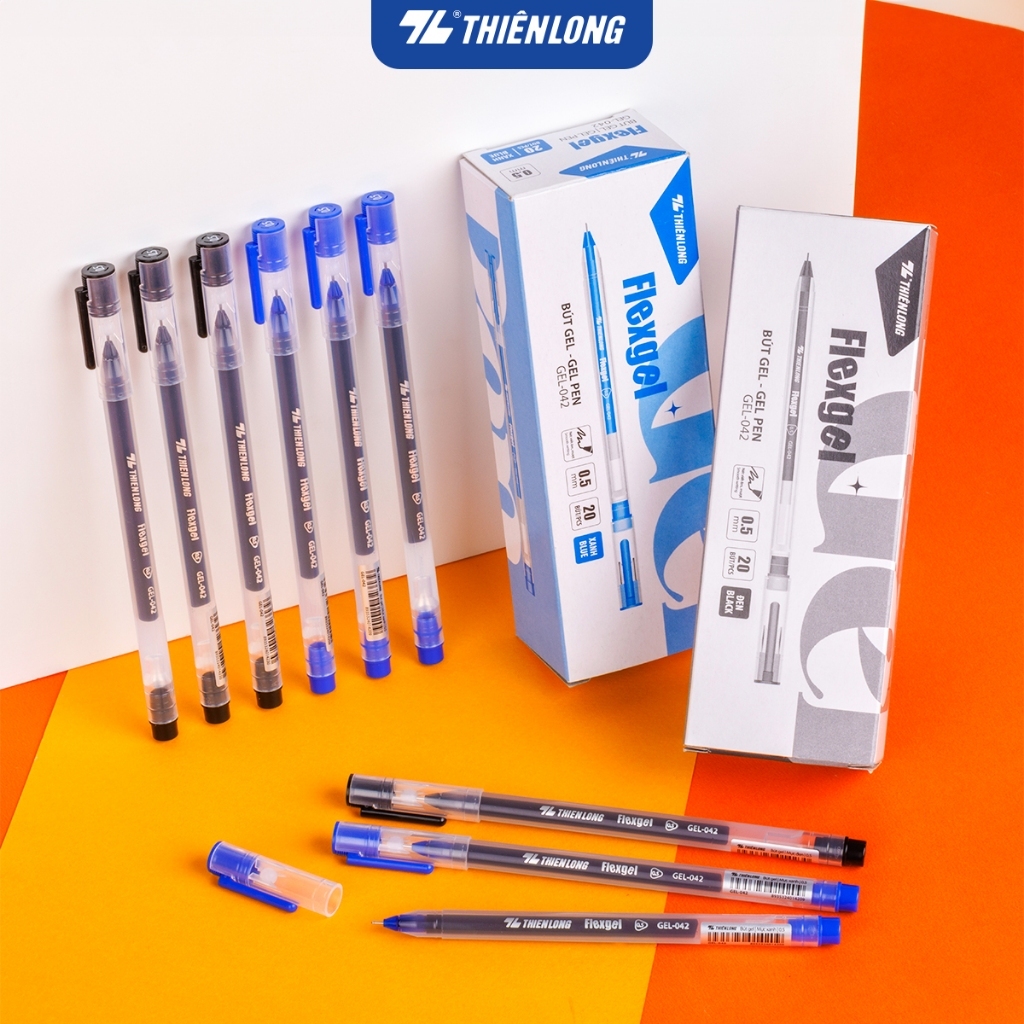 Combo Bút gel Thiên Long Flexgel GEL-042 ngòi 0.5mm - Bút gel mực khô ...