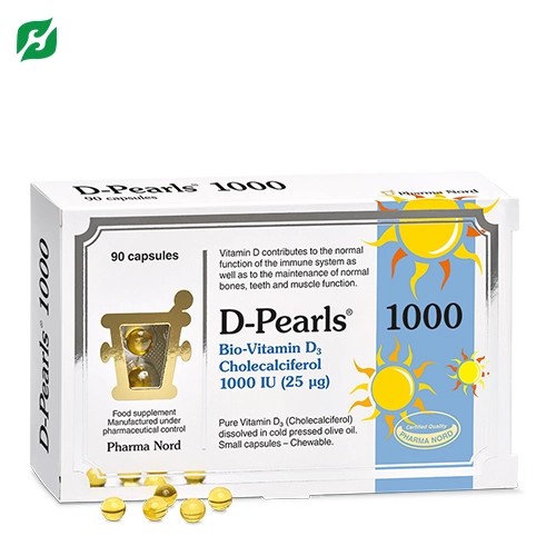 Viên uống D-Pearls Vitamin D3 1000IU hỗ trợ răng, xương, cơ hệ thống ...