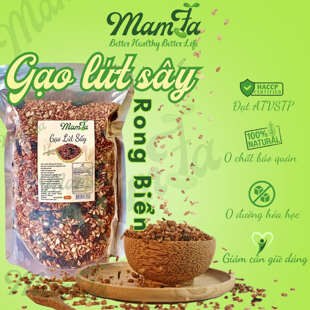 [Quà+Miễn Ship]Cốm gạo lứt sấy rong biển nhật bản cao cấp Mamfa không chất bảo quản ăn kiêng ...