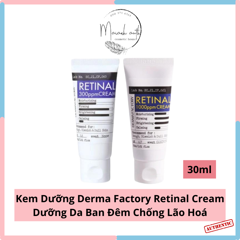 Kem Dưỡng Derma Factory Retinal 300ppm và Retinal 1000ppm Cream Giảm ...