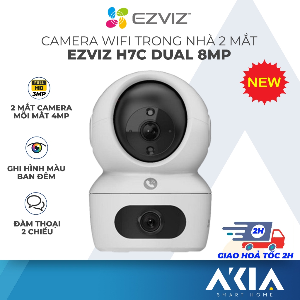 Camera 2 mắt Ezviz H7C Dual 8MP, mỗi mắt 4MP, nút gọi trực tiếp trên ...