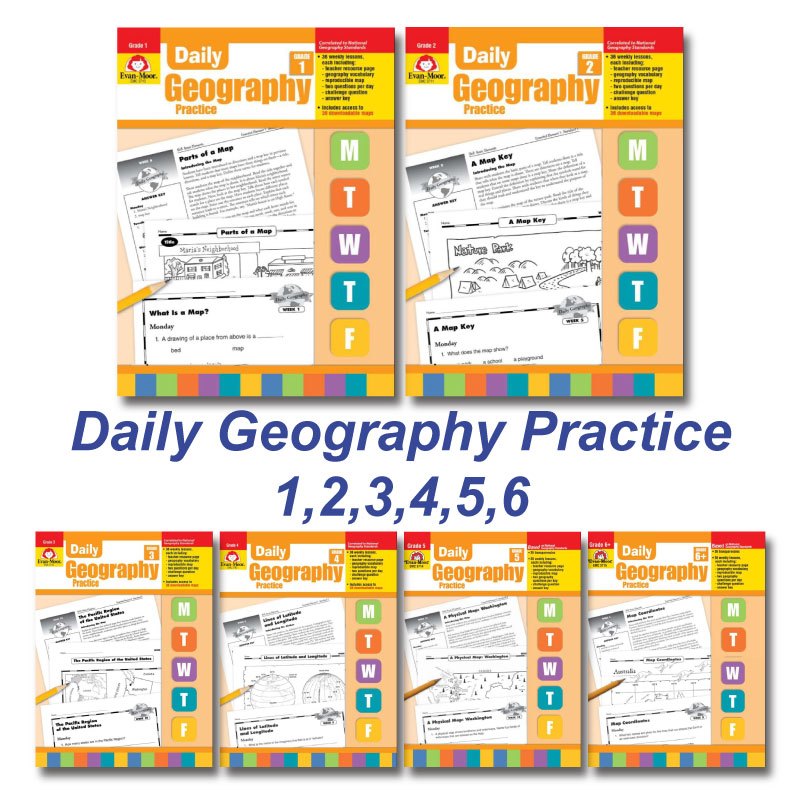 Sách - Daily Geography Practice Grade 1,2,3,4,5,6 - bản in khổ A4 ...