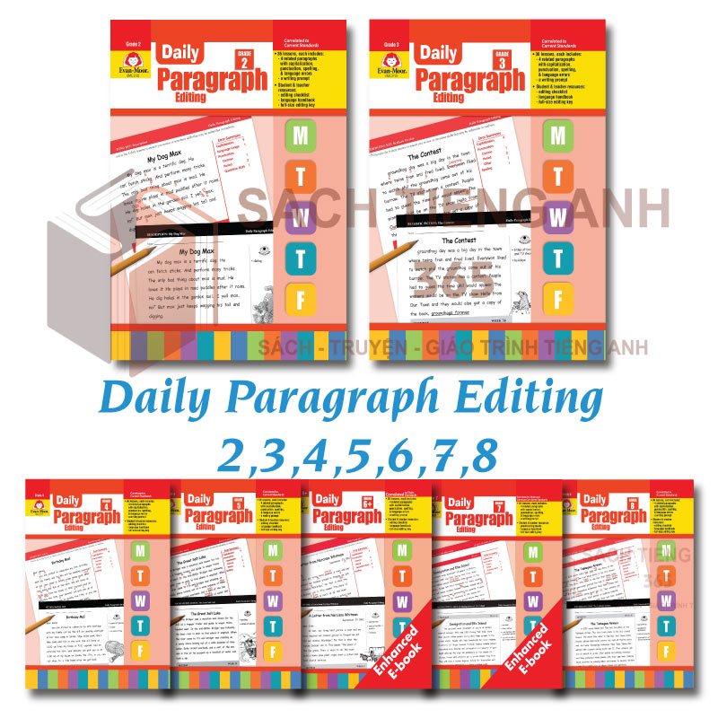 Sách - Daily Paragraph Editing - Grade 2,3,4,5,6,7,8 - bản in khổ A4 ...