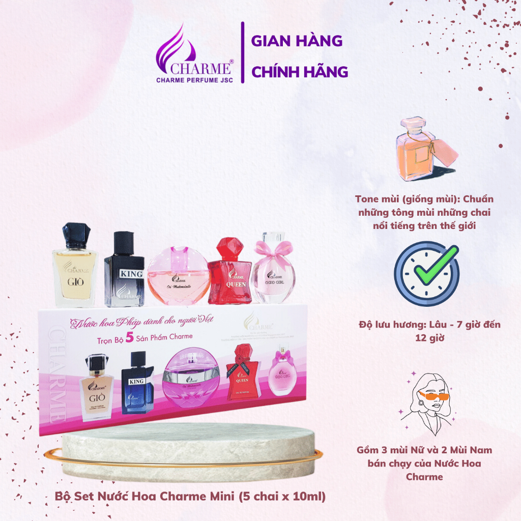 Bộ Set Nước Hoa Charme Mini (5 chai x 10ml) | Shopee Việt Nam