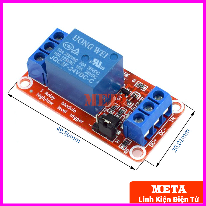 Module Relay 1 Kênh 5V 12V 24V Có Opto Cách Ly, Bảng Mạch Đỏ, Kích Mức ...