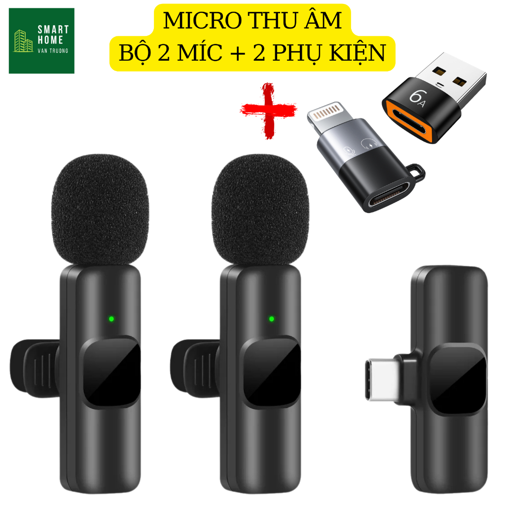 Mic Thu Âm Không Dây K9 Cài Áo Lọc Tiếng Ồn Cao Cấp Livestream Quay ...