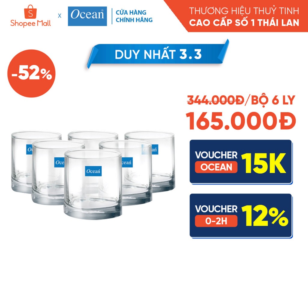 [Cam Kết Đổi Trả Nếu Bể Vỡ] Bộ 6 ly Ocean Trinity Rock 305ml - Chính Hãng | Shopee Việt Nam