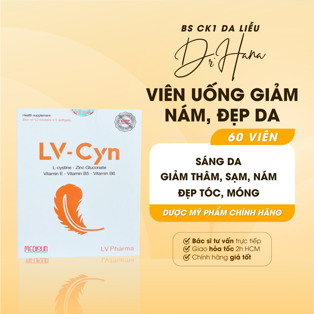 Viên uống đánh bay thâm mụn, sáng da, đẹp DA - MÓNG- TÓC LV Cyn hộp 6 ...
