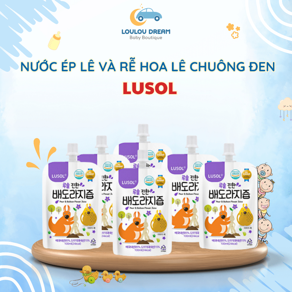 Nước ép lê và rễ hoa chuông đen Lusol nguyên chất cho bé từ 6 tháng ...