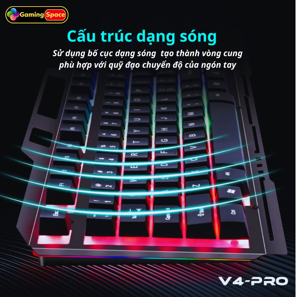 Bàn phím máy tính gaming V4 | V4Pro Led RGB chống nước chuyên game PC | Laptop làm việc văn ...