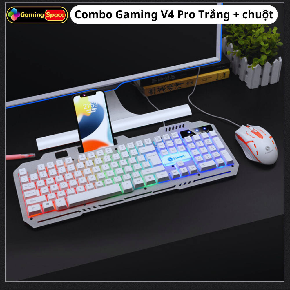Bàn phím máy tính gaming V4 | V4Pro Led RGB chống nước chuyên game PC | Laptop làm việc văn ...