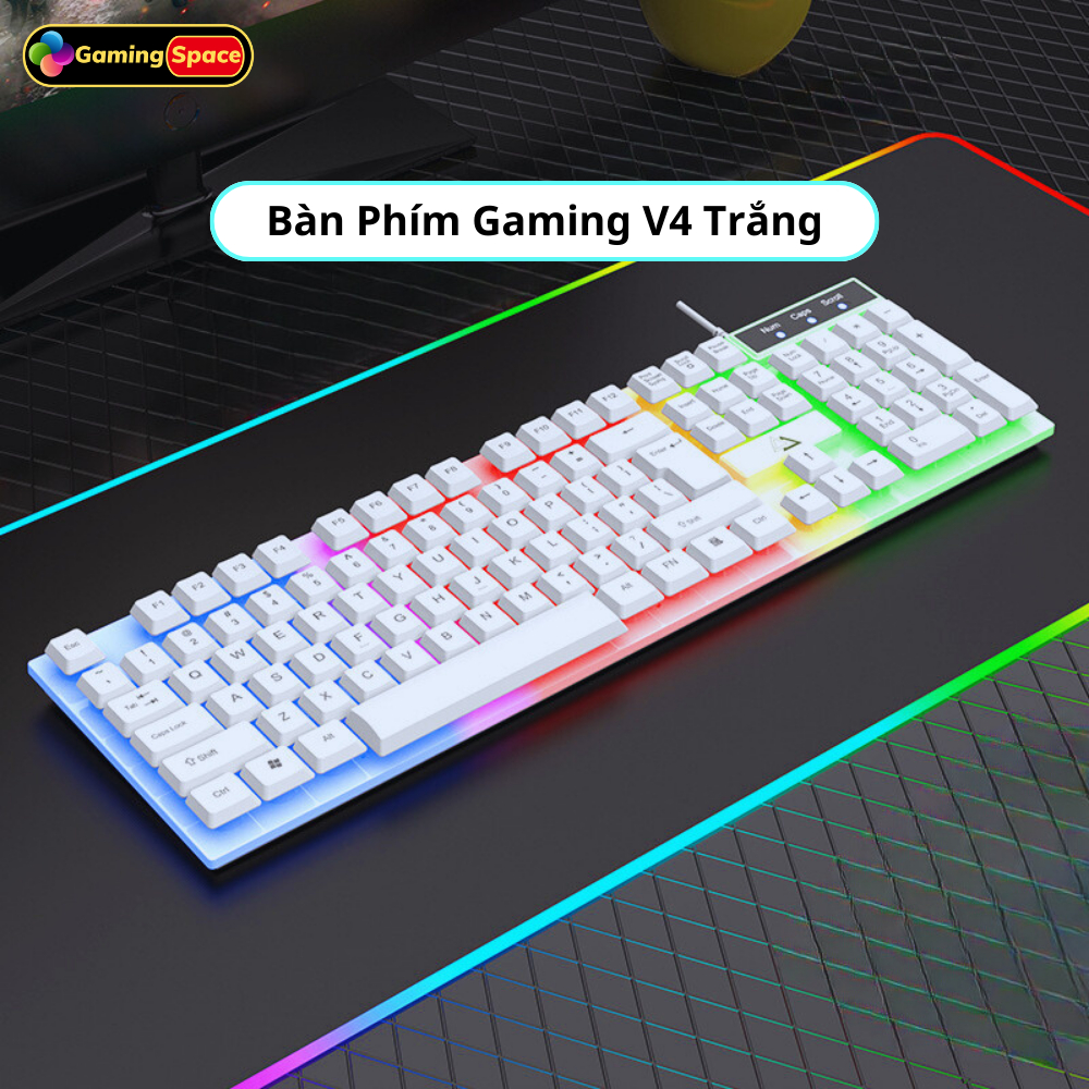 Bàn phím máy tính gaming V4 | V4Pro Led RGB chống nước chuyên game PC | Laptop làm việc văn ...