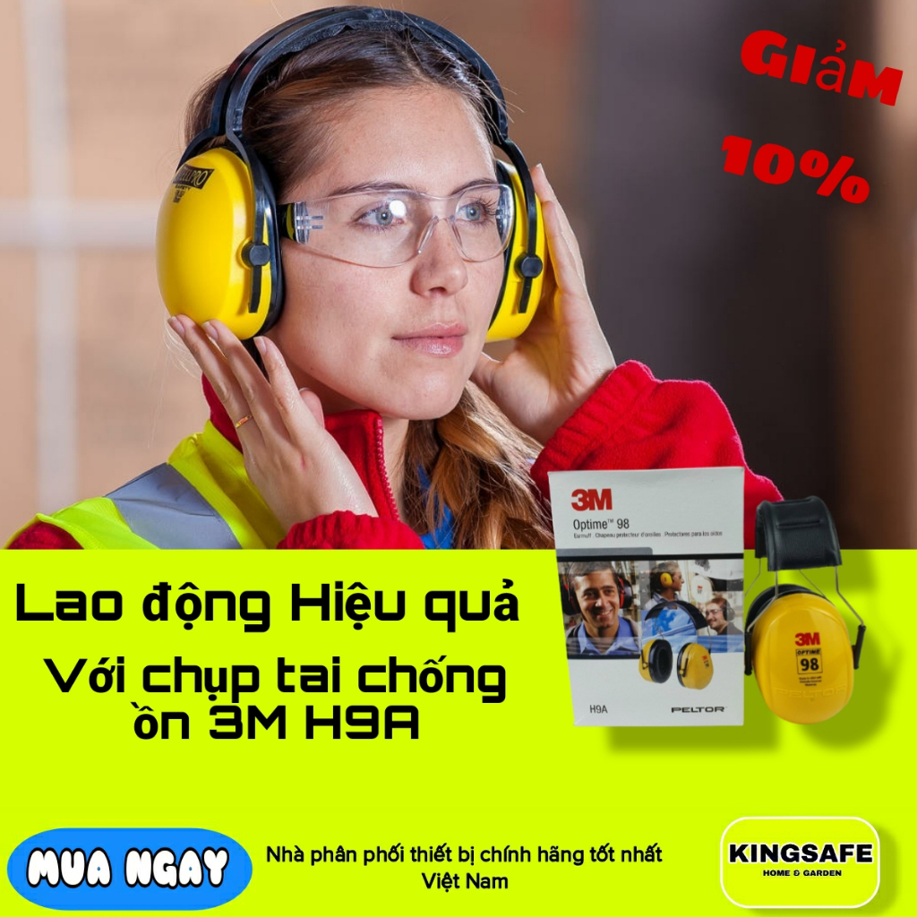 Tai nghe chống ồn 3M H9A giảm ồn 27dB, Kiểu dáng hiện đại, ôm kín khít ...