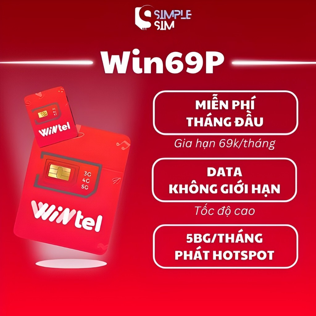 SIM WINTEL WIN69P (Vật Lý) - Data tốc độ cao không giới hạn, miễn phí 1 ...