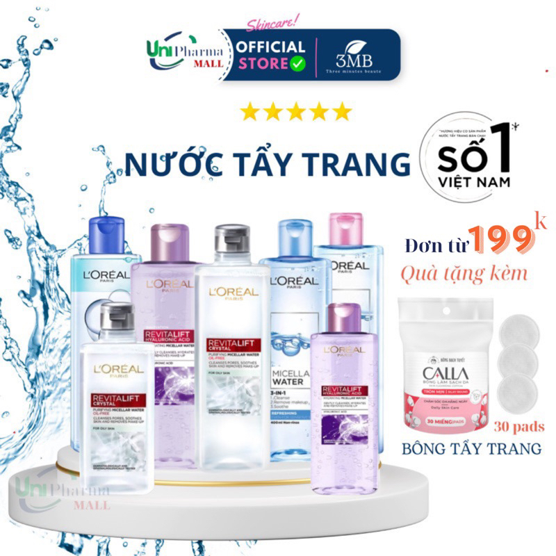Nước tẩy trang Loreal 400ml cho da thường, dầu và nhạt cảm L'Oreal Paris Micellar Water | Shopee ...