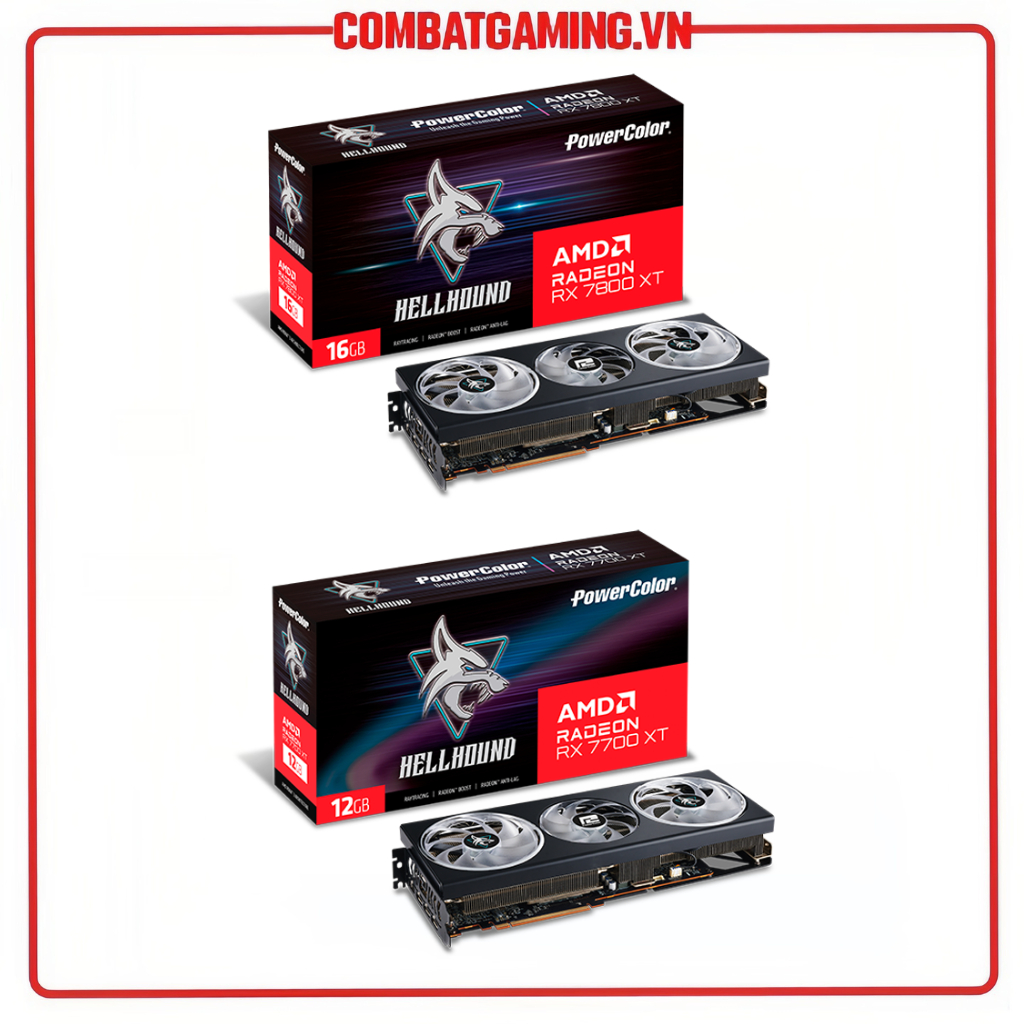 VGA Card Màn Hình PowerColor Hellhound Radeon RX 7700 XT 12GB & RX 7800 ...