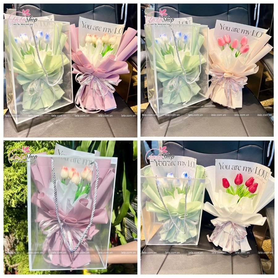 [HỎA TỐC] Túi hoa Tulip 5 bông cao cấp quà tặng ý nghĩa ngày 8/3, 20/10, 20/11, mẹ - Hoa quà ...