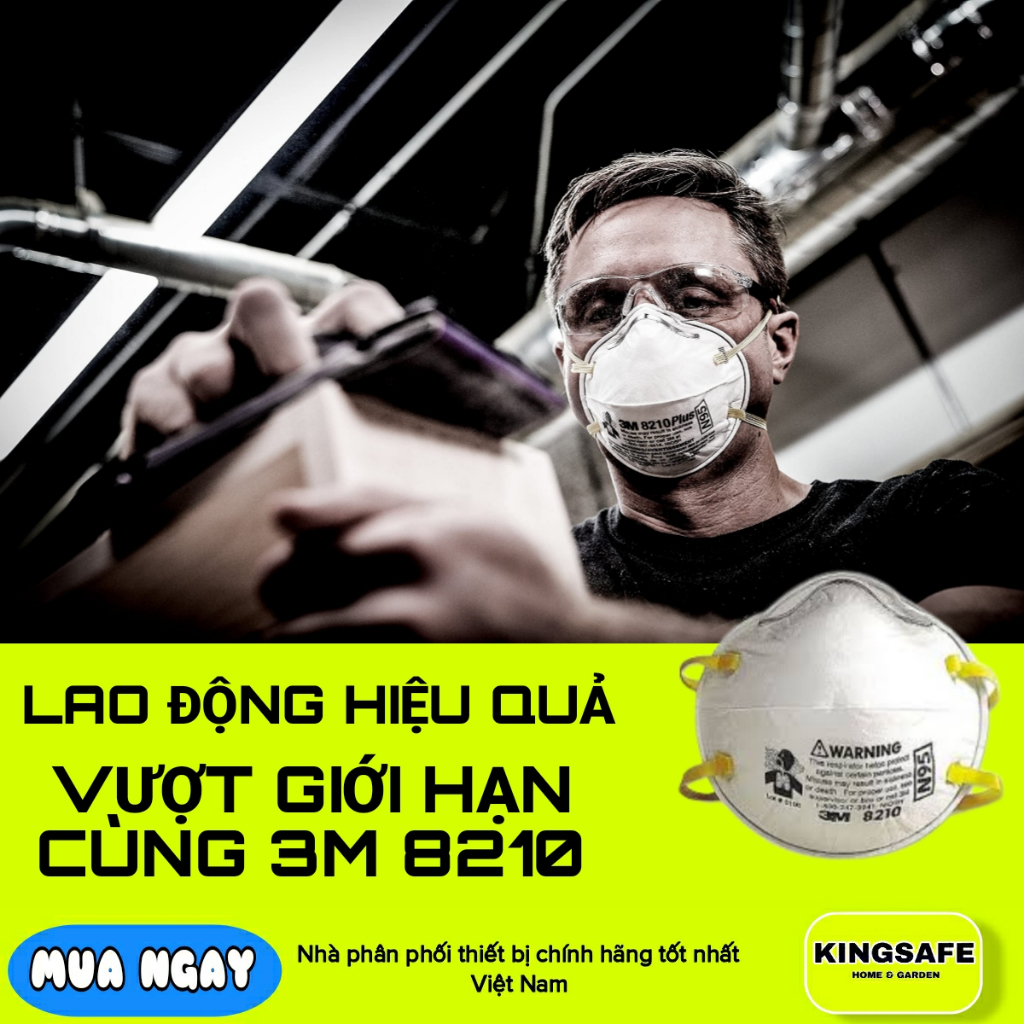 Khẩu Trang N95 3M 8210 CARBON , THAN HOẠT TÍNH Lọc 95% Bụi Mịn PM2.5 & Khí Thải , NIOSH R95 ...