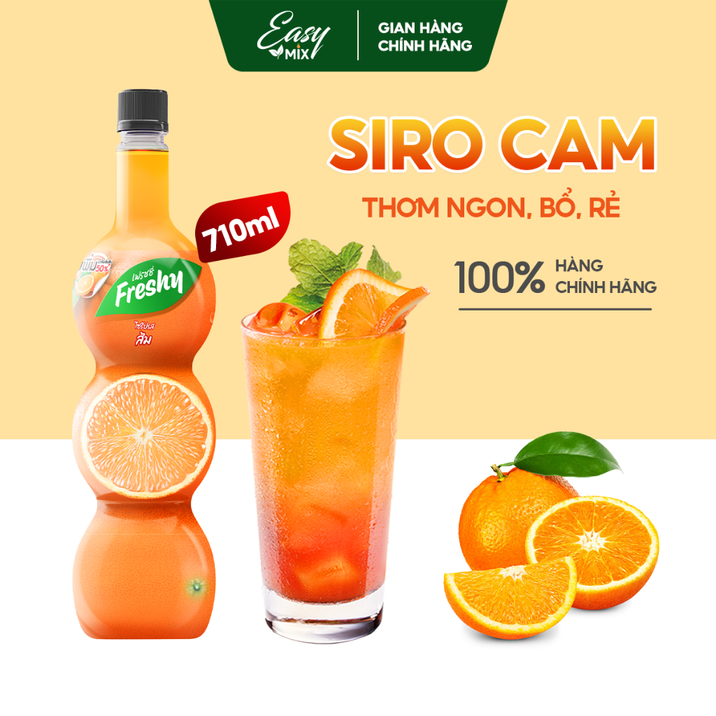 Siro Cam Freshy Orange Syrup Nguyên Liệu Pha Chế Trà Sữa Chai 710ml ...