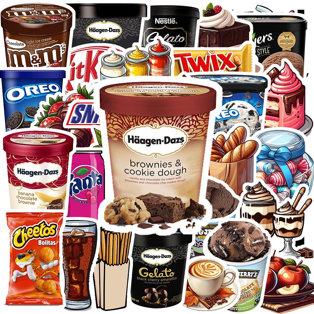 Set 50 Sticker Hình BÁNH KẸO | Decal Chống Nước | MS: 000143 | Shopee Việt Nam