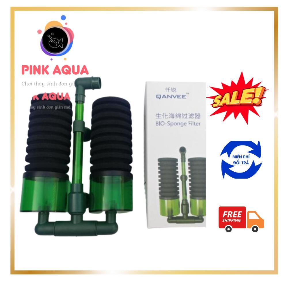 Lọc sủi vi sinh Bio đôi Qanvee QS-100A/200A - Có khoang chứa thêm vật liệu lọ làm trong nước hồ ...