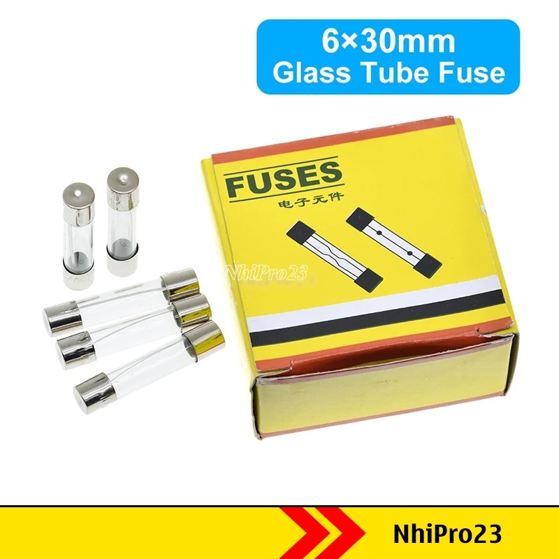 Gói 10 - Cầu chì ống thủy tinh 6x30mm 0.5A 1A 1.5A 2A 2.5A 3A 3.15A 4A 5A 6A 7A 8A 10A 15A 20A ...