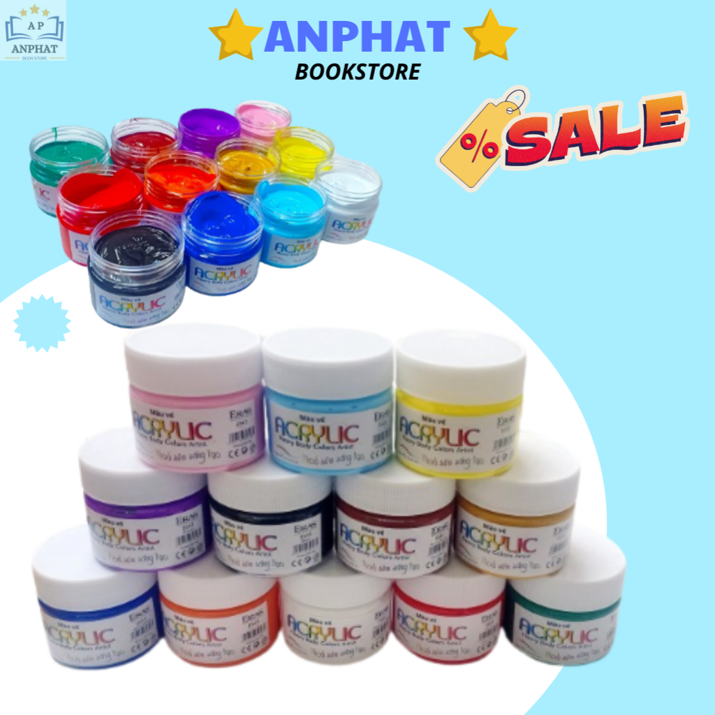 Bộ Màu Vẽ Acrylic 6 Màu Eras E642 - Bộ 12 màu Eras E643 ( 100ml/lọ) | Shopee Việt Nam