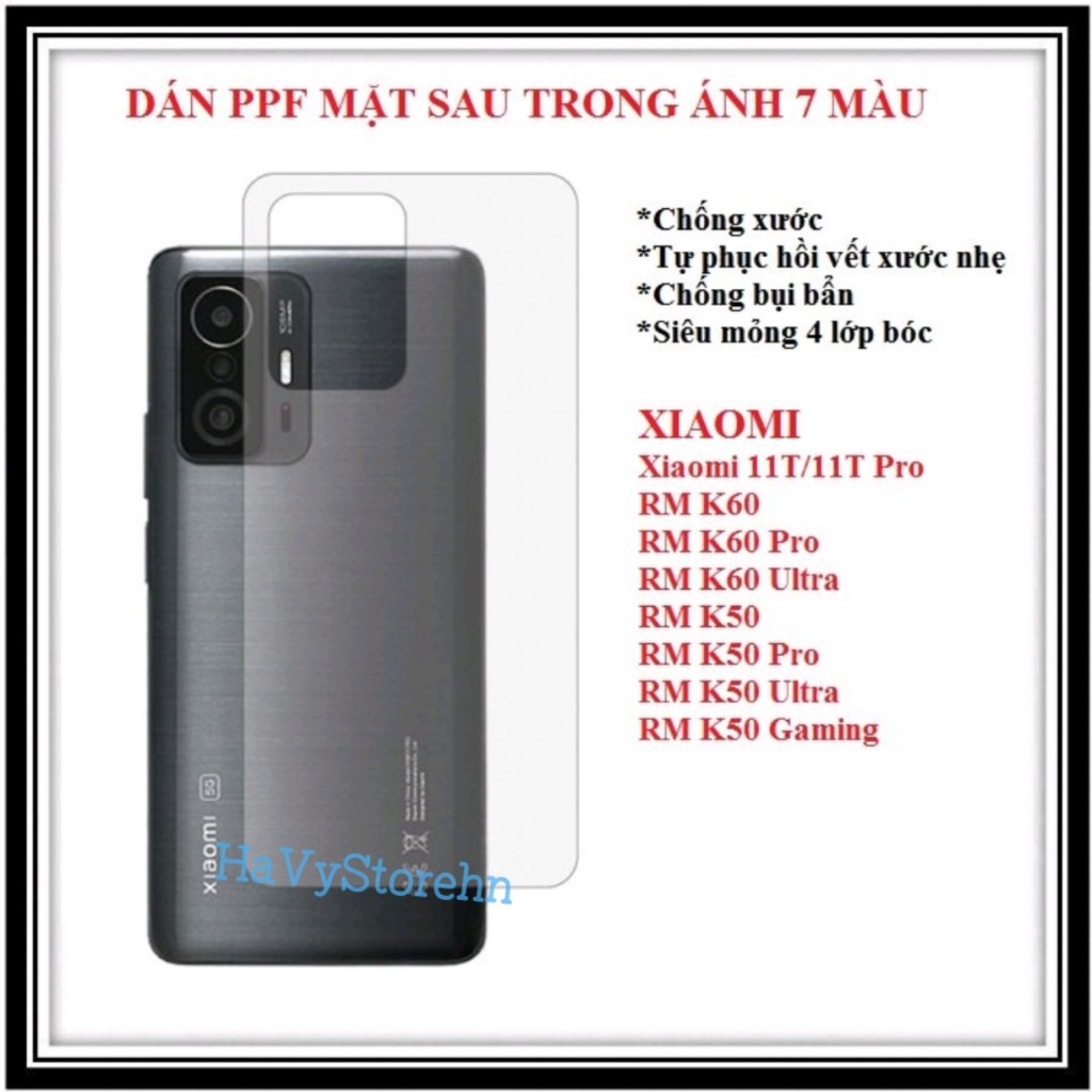 Dán PPF mặt sau 4 lớp trong suốt ánh cầu vồng Xiaomi 11T 11T Pro Redmi K60 Pro K60 Ultra K50 Pro ...