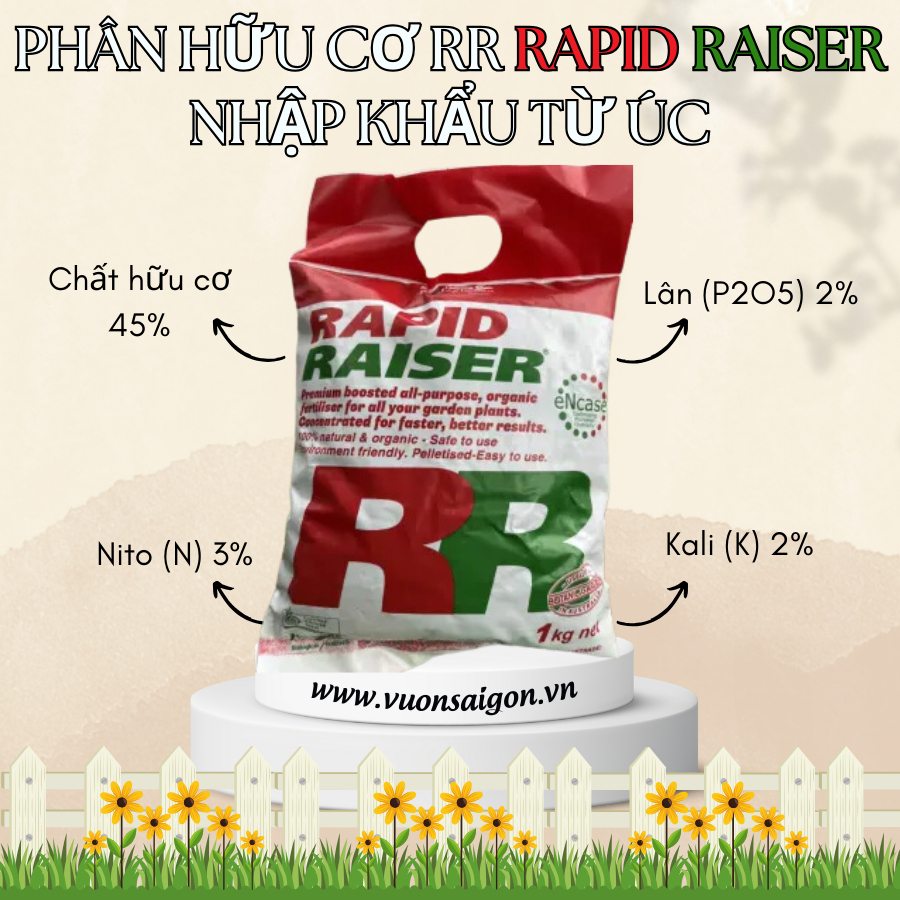 Phân hữu cơ RR Rapid Raiser nhập khẩu từ Úc | Vườn Sài Gòn