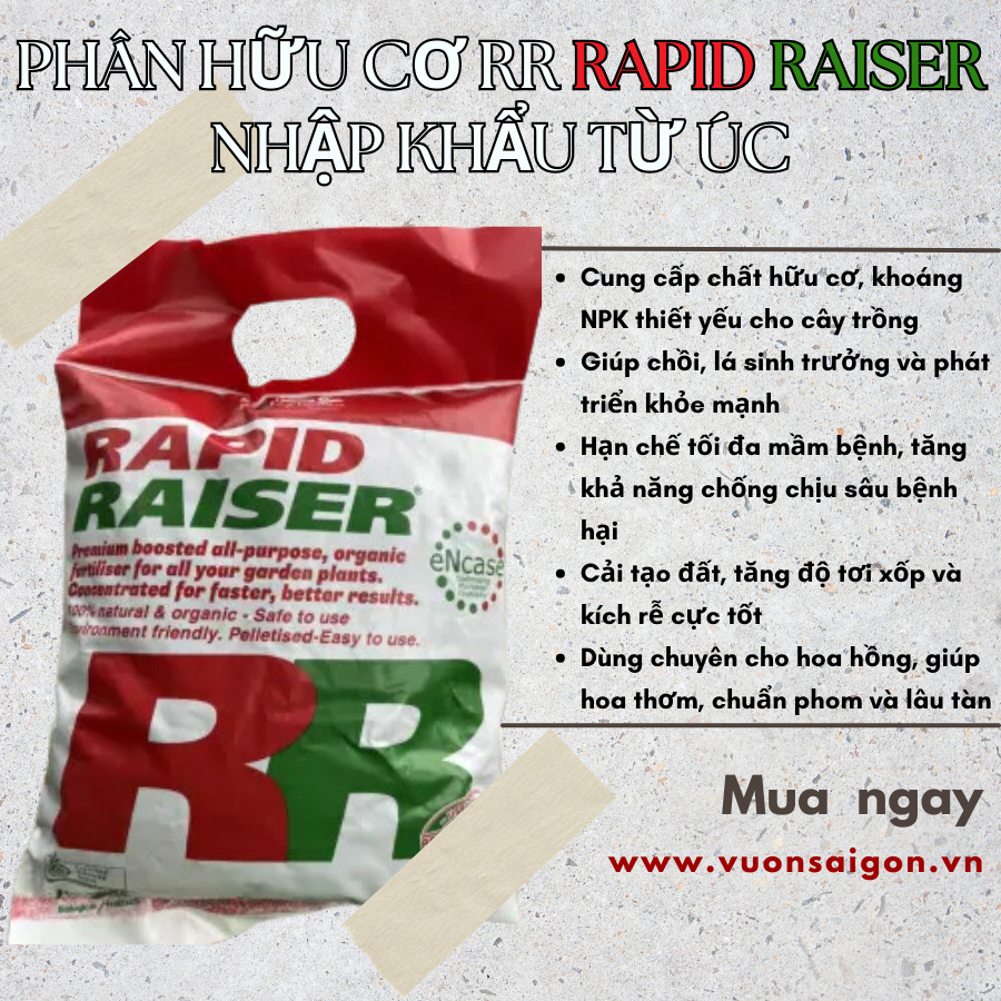 Phân hữu cơ RR Rapid Raiser nhập khẩu từ Úc | Vườn Sài Gòn